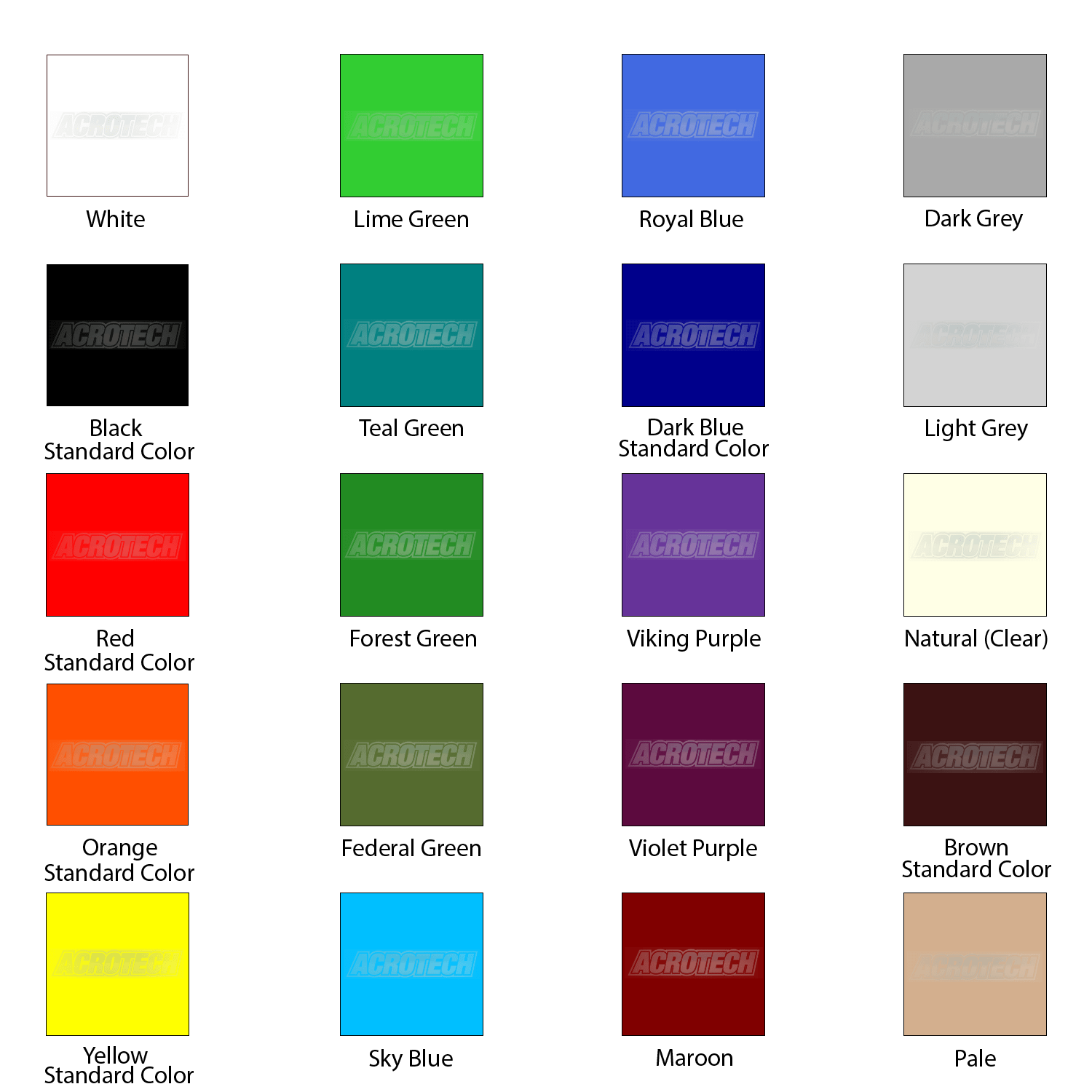 Custom Urethane Colors Offered By Acrotech Acrotech Inc 